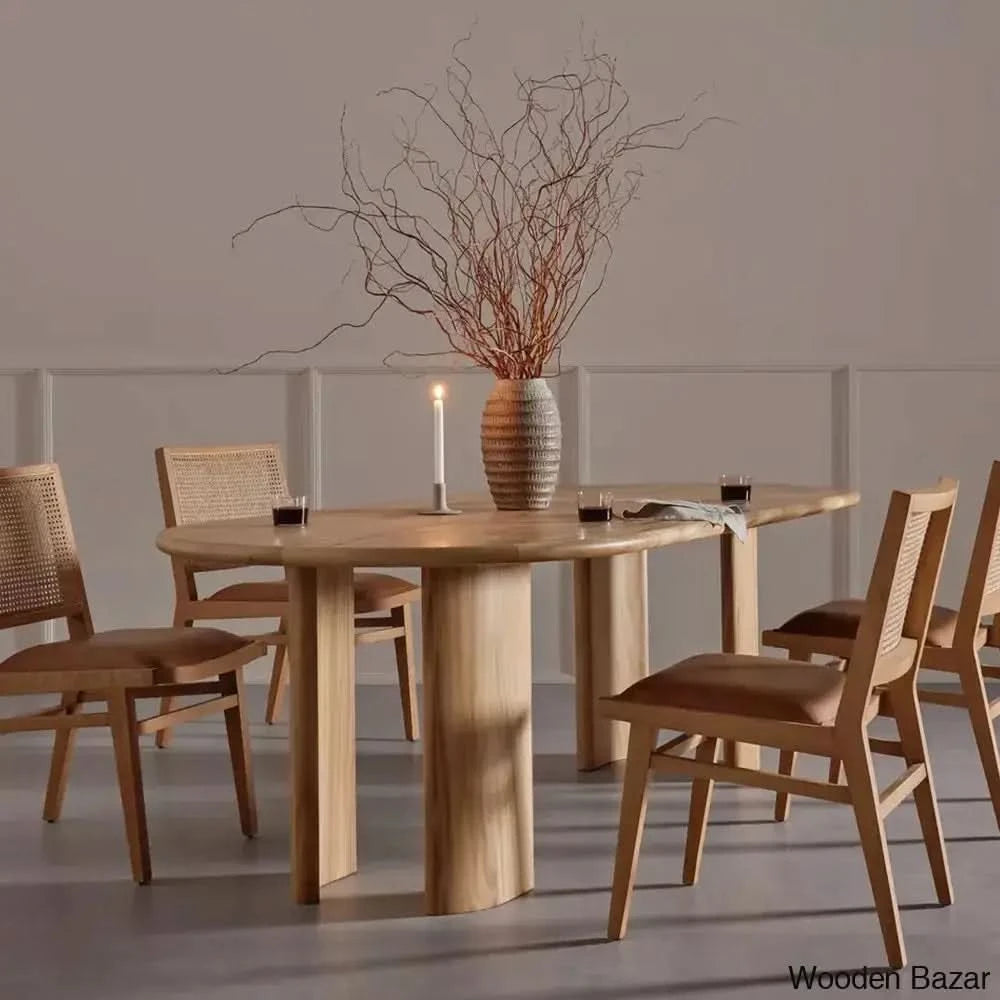 Kingsley Natural Solid Wood Dining Table with Innovative Design