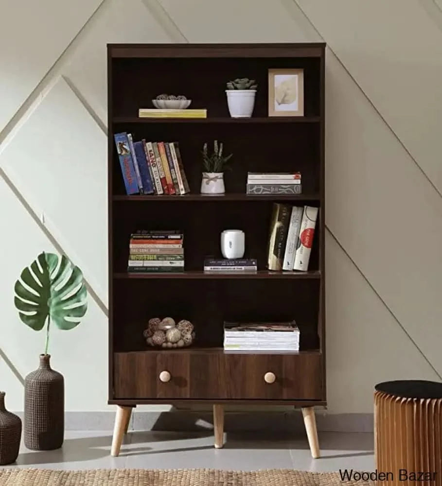 Wooden Bazar Solid Sheesham Wood Walnut Finish Open Book Stand with 4
